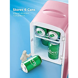 Silonn Mini Fridge, Portable Skin Care Fridge, 4 L/6 Can Cooler and Warmer Small Refrigerator with Eco Friendly for Home, Office, Car and College Dorm Room, Compact Refrigerator and Pink (SLRE01P)