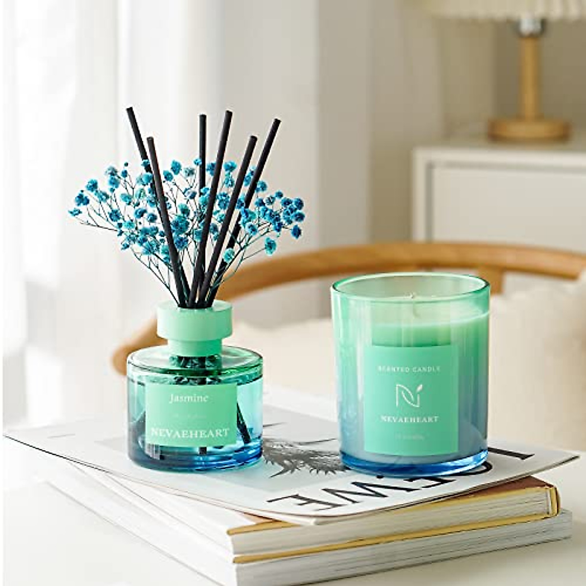 NEVAEHEART Scented Candle for Home,Sandalwood Jasmine,15.17 OZ Candle Gift Set for Women, Natural Soy Wax, Home Fragrance with Gift Box