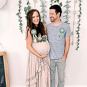 Sage Green Maternity Sash and Corsage Pin Set Mom to Be Daddy to Be Corsage Greenery Theme Baby Shower Decorations Olive Green Belly Belt Gender Reveal Party Gift Keepsake Pregnancy Photo Props