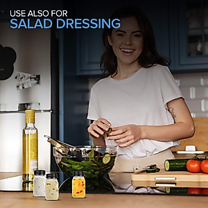 4 Ounce Mini Bottles for Mini Fridge, Reusable Juice Containers with Black Caps, Small Bottle for Liquids in Kids Lunch Box, Clear Empty Plastic Container with Lids for Juicing (12 Pack)