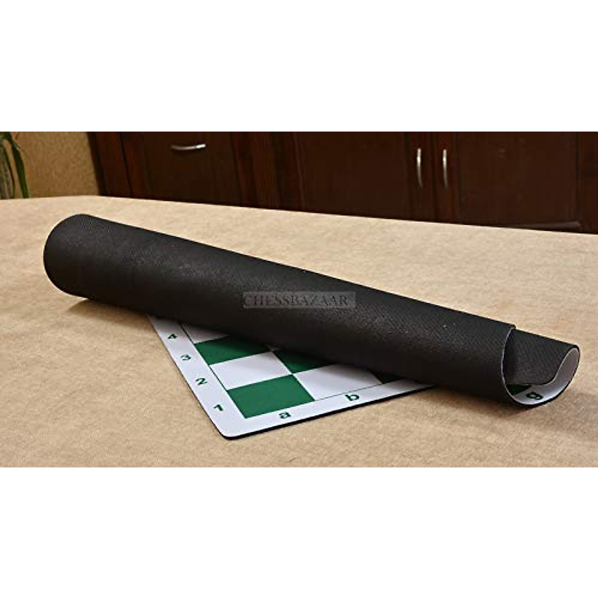 CHESSBAZAAR 22" Chess Board Game for Adults and Kids | Material : Rubber Mouse pad | Tournament Roll-up Chess Board with Algebraic Notation in Green & White Color | Gift Idea Products