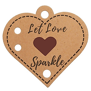100PCS Kraft Wedding Sparkler Tags, “Let Love Sparkle” Rustic Heart Shape Sparkler Sleeves with Match Striker Strips for Weddings Send-Off, Anniversary, Parties, Graduation, Birthday, Engagement Event