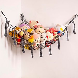 Xiaheshu Stuffed Animal Net or Hammock Hanging Net for Plush Toy Holder Squishmallow Net Toy Hammock for Stuffed Animals Storage Ideas Plushie Net Hammock Stuffy Animal Holder Organizer