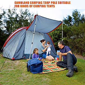 Telescoping Tarp Poles, CAMULAND Tent Poles for Tarp Camping Gear Accessories Stakes Hammock Rain Fly Adjustable Lightweight Aluminum Set of 34.5" - 110.2" Hiking, Awning/Outdoor with Carry Bag