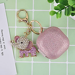 MOFREE Silicone Case Designed for Samsung Galaxy Buds 2/Buds Pro/Buds Live/Buds 2 Pro, Soft Carrying Protective Case Cover with Cute Bling Elephant Keychain for Women Girls (Glittery Rose Gold)