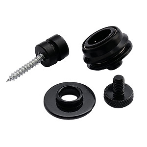 Musiclily Flat Head Guitar Big Strap Locks System Schaller-Style Straplocks Parts for Electric Acoustic Guitar Bass,Black (Pack of 2)
