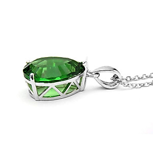 P61318 Classic Mt St Helens Green Helenite May Birthstone Sterling Silver Pendant