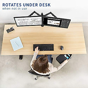 VIVO Black Adjustable Under Desk Mounted Pencil Drawer with Mouse Platform, Storage Tray Office Desk Organizer with Swivel, DESK-AC05M