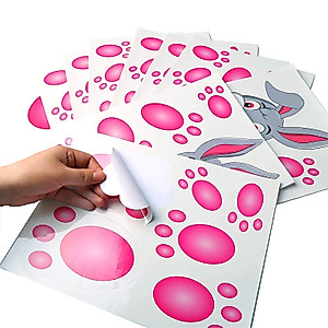 CCINEE 60 Pieces Easter Bunny Footprint Stickers for Floor Decorations Bunny Paw Print for Home Party Egg Hunt Game Supplies 12 Sheet