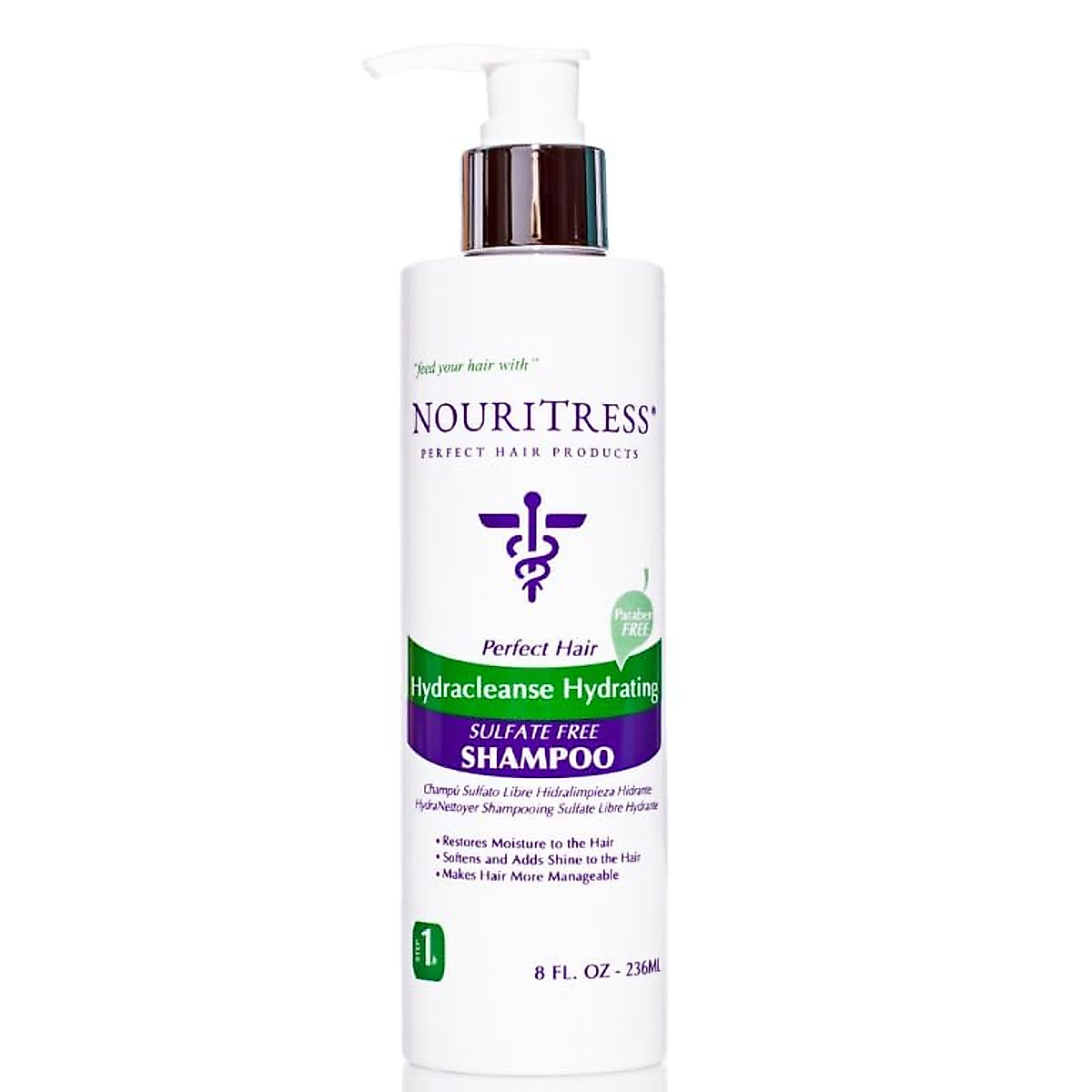 NouriTress HydraCleanse Sulfate Free Shampoo | Natural Ingredients | Softens Hair | Reduces Breakage & Shedding | Safe for Sensitive Scalps | Supports Color Longevity | Provides Moisture & Hydration