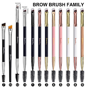 Bueart Design PRECISION Concealer brush for eyebrows Dual Ended Detail Flat Eyeliner definer Brow Brush with spoolies for eyebrow eyelash Spiral Brush Spoolie Mascara Brush