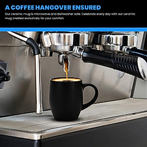 Brookline Ceramic Coffee Mug 16OZ - Tea Mug with Handle, Espresso Cups - Excellent Choice for Camping, Travel & Office - Great Gift Idea (Black, 4)