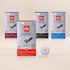 illy E.S.E. Coffee - Single-Serve Coffee Capsules & Pods - Coffee Pods – Intenso Dark Roast - Notes Of Cocoa & Dried Fruit - For E.S.E Coffee Machines - Extraordinary Aroma & Body – 18 Count