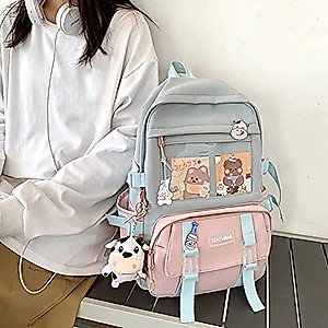 JQWSVE Kawaii Backpack with Kawaii Pins and Accessories Cute Backpack Aesthetic Backpack Women Lightweight Travel Rucksack