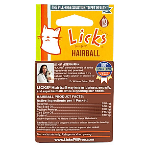 Licks - Hairball Remedy for Cats - Cat Hairball Treatment Containing Flax Seed Oil, Cod Liver Oil, and Sorbitol - LiquiPaks - 10 Use