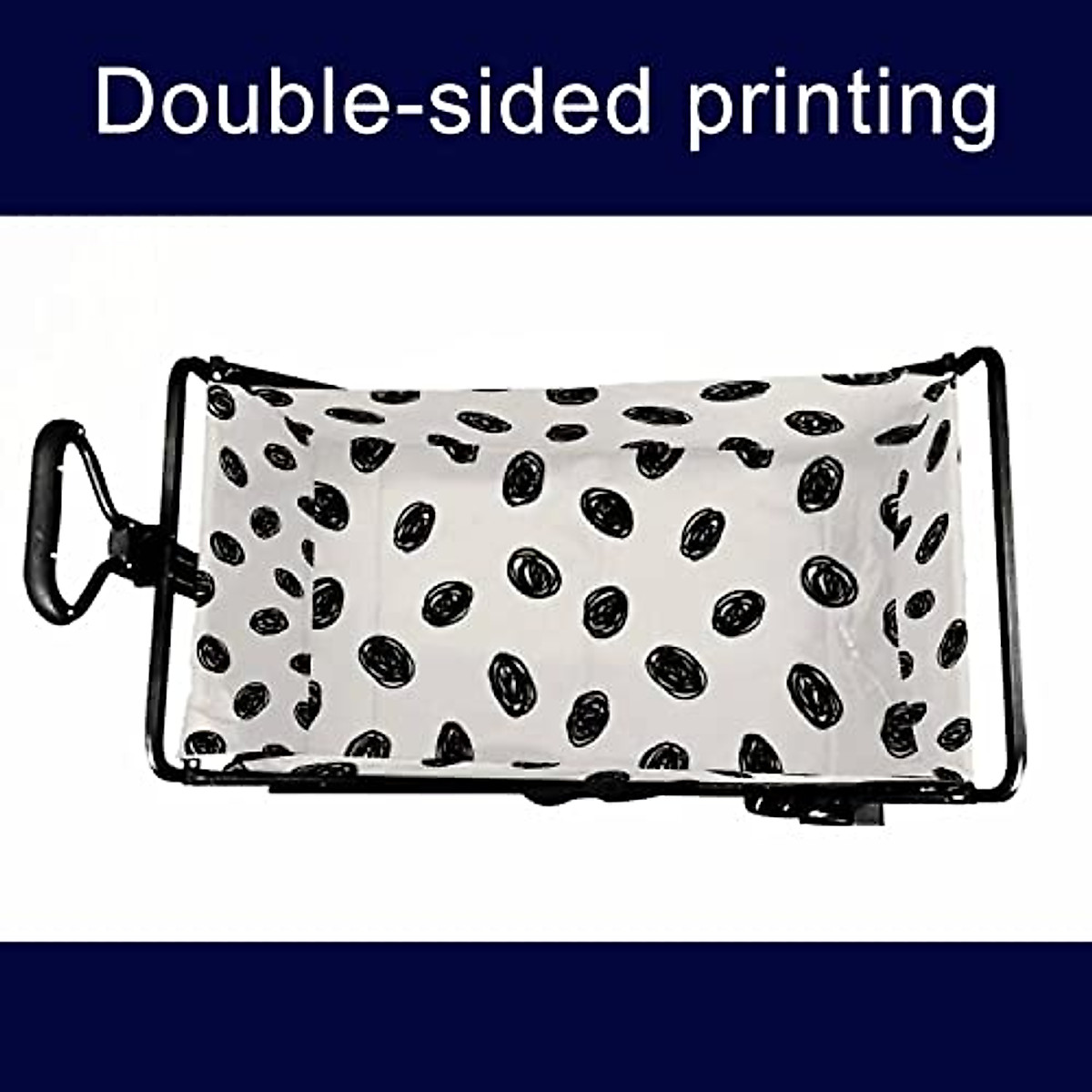 Collapsible Wagon Cart Hipster Polka dot Black and White Abstract with Scribble Circles Hand Foldable Utility Wagon Large Capacity Garden Cart with Push Bar for Beach Camp Outdoor Shopping