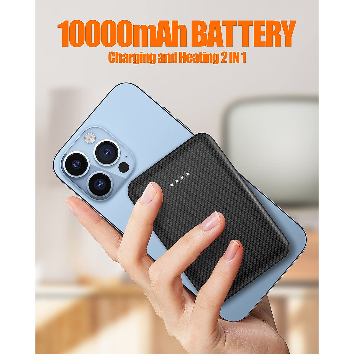 10000mAh Heated Seat Cushion Battery Operated - Portable USB Rechargeable Heating Seat Cushion for Office and Home