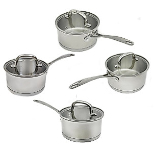 MAGGOPAN Stainless Steel Saucepans Impact Bonded Right Angles SS Saucepan 3.3QT 20cm
