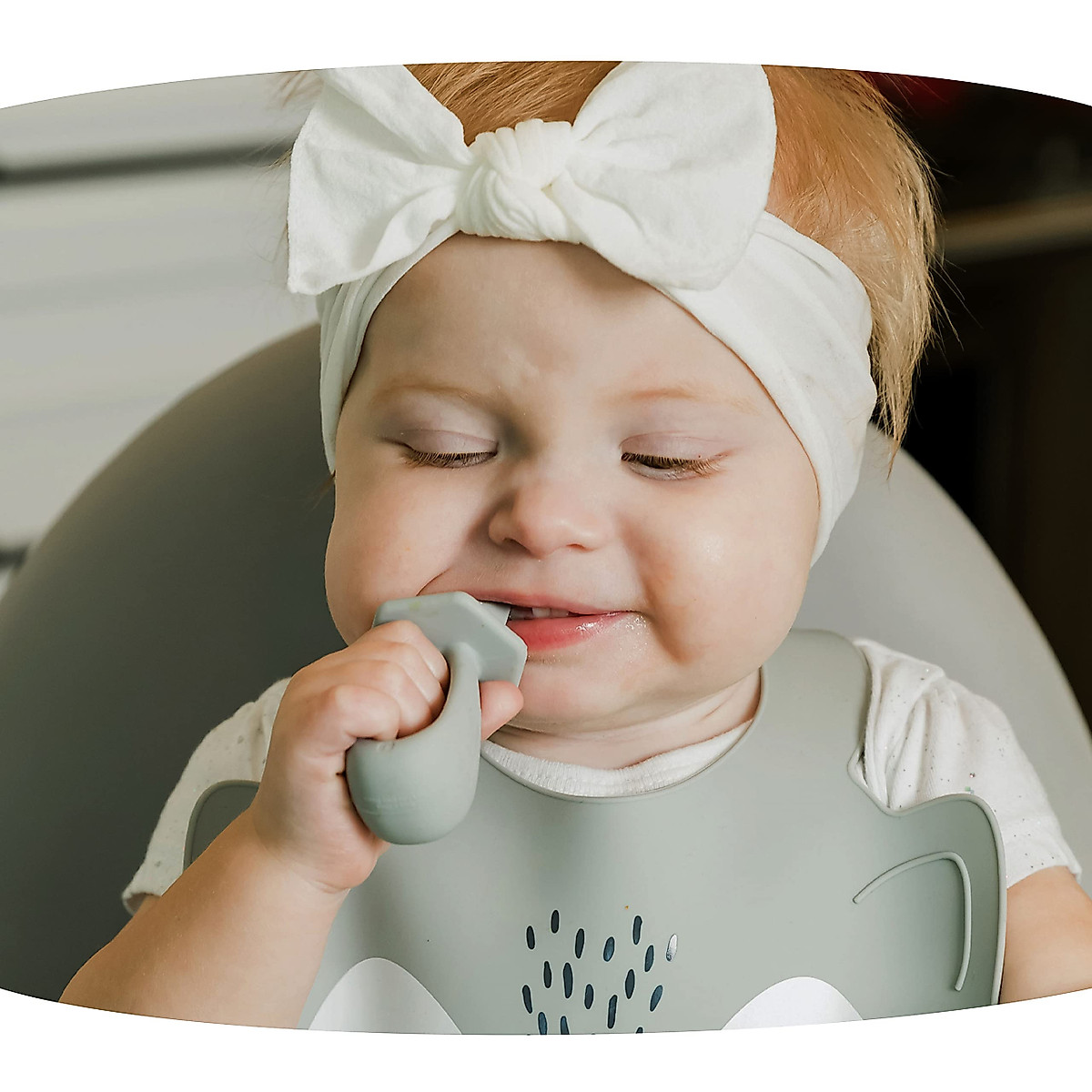 Tiny Twinkle Silicone Training Utensils - Baby Spoons and Baby Forks For Self-Feeding Training - Silicone Baby Led Weaning Utensils For Toddlers And Babies 6-24 Months - Baby Feeding Supplies (Gray)