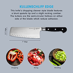 Messermeister Meridian Elite 7” Kullenschliff Vegetable Knife - Fine German Steel Alloy Blade - Rust Resistant & Easy to Maintain