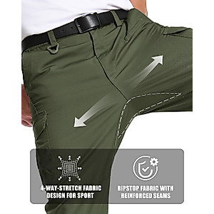 MAGCOMSEN Mens Cargo Pants Tactical Pants with Pockets Quick Dry Fishing Pants Lightweight Breathable Pants Mountain Pant for Men Green
