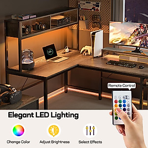 Marsail L-Shaped Computer Desk, Large, Black Oak