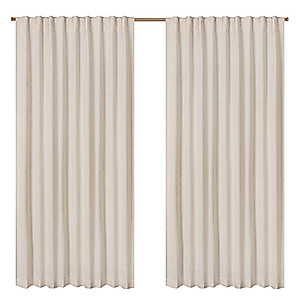 Window Panels Curtain 50x96 inch Natural, Set of 2,Farmhouse Curtain, Tab Top Curtains, Room Darkening Drapes, Curtains for Bedroom, Curtains for Living Room, Curtains 30% Linen,70% Cotton.