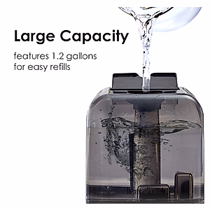 HemingWeigh Ultrasonic Mist Air Humidifier with Remote Control and Filter, Gray and Black, 1.2 Gallon