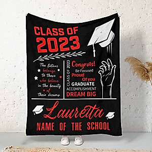 MyPupSocks Customized Graduation Blanket for Daughter from Mom, Class of 2023 Graduate Accomplishment Throw Bed Blanket 2023 for Best Friend Sister Niece High School College Grad 50x60