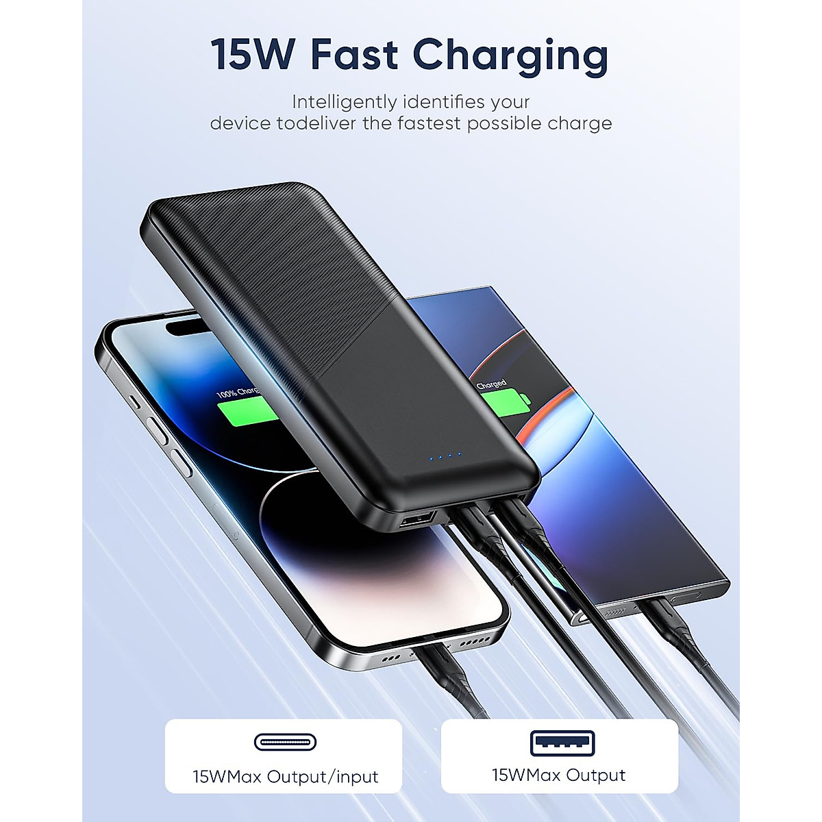 Feeke Portable-Charger-Power-Bank - 2 Pack 15000mAh Dual USB Power Bank Output 5V3.1A Fast Charging Portable Charger Compatible with Smartphones and All USB Devices