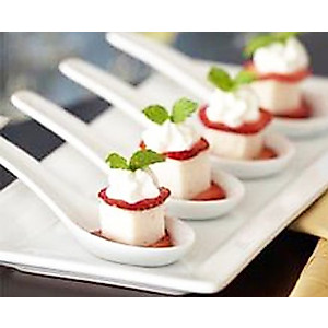 12 Pieces Super White Ceramic Spoons Sunrise Kitchen Supply (5.0" L)