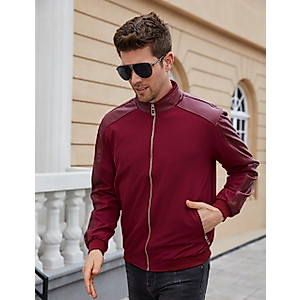 Tanming Men's Casual Slim Fit Lightweight Zip Up Softshell Bomber Jacket (Small, Red)