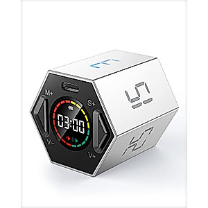 Ticktime Pomodoro Timer, Productivity Timer Cube, Hexagon Magnetic Flip Focus Timer, Mute & Adjustable Sound Alert, for Work, Office, ADHD, Study, Task, 3/5/10/15/25/30min & Custom Countdown - Gray