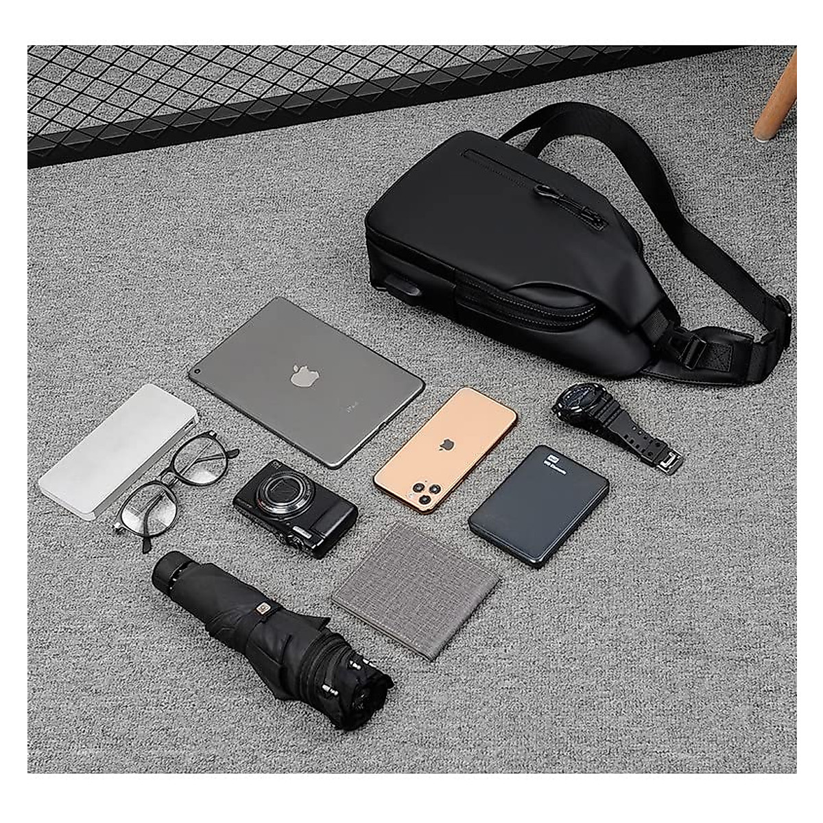 YYFRIEND Waterproof Sling Bag Travel Hiking Chest Bag Daypack, Crossbody Backpack with USB Charging Port