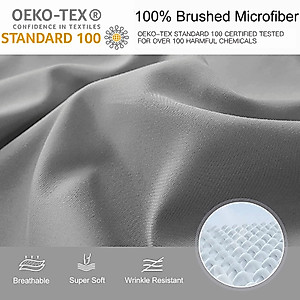 YIYEA Fitted Sheet Only, Premium Double Brushed Microfiber Deep Pocket Fitted Sheet Full Size, Ultra Soft Fitted Bottom Sheet, Shrinkage, Fade Resistant, Full, Light Gray