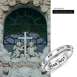 Spinner Ring S925 Sterling Silver Fidget Anxiety Worry Inspirational Band Fidget Relieving Boredom ADHD Autism Rings for Men Women Teens, Precious Metal, Cubic Zirconia