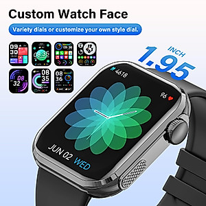 Smart Watch for Men Women(Answer/Make Call),1.95" Touch Screen Activity Tracker, IP68 Waterproof Fitness Watch with Heart Rate Sleep Pedometer Calorie Monitor, Smartwatch for Android and iOS Phones