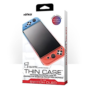 Nyko | Dockable, thin OLED Protective Hard Portable Travel Carry Shell Case for Nintendo Switch OLED (Red & Blue)