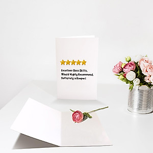 Chenive Funny Boss Day Card for Boss, Boss Birthday Card for Men Women, Appreciation Card from Staff Employee, Boss Gift, 5 Star Excellent Boss Skills Card