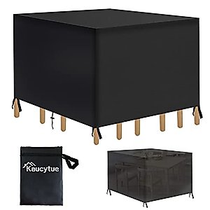 Kaucytue Patio Furniture Covers, 53" L×53" W×29.5" H Outdoor Furniture Cover Waterproof Square, Heavy Duty 420D Outdoor Table and Chair Set Covers, Black