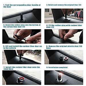 UGSHY 4 PCS Carbon Fiber Auto Door Lock Pin Cover, Door Bolt Decorative Modification Cover, Interior Vehicle Door Pull Pins, Car Lock Knobs Pin Stick, Universal for Most Cars (Black)