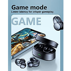 Ear-Clip Bone Conduction Headphones Bluetooth 5.3, Painless Wireless Open Ear Clip on Headphone,Waterproof Mini Sport Running Earring Earphone, Noise Cancelling/HiFi Quality/Long Battery Life