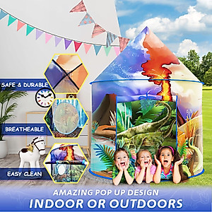 Dinosaur Play Tent for Kids - Pop Up Adventure Tent for Indoor and Outdoor Play