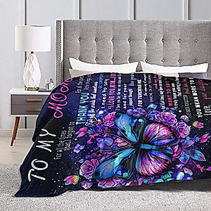 Zelnkbu to My Mom Blankets Gift from Daughter/Son,Mother's Day Mom's Birthday, Fleece Blanket with Letter for Mom(50"×60")