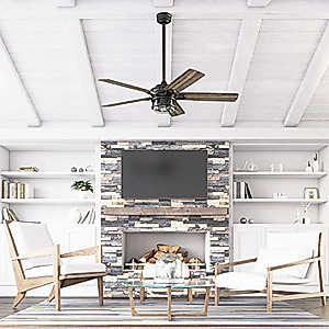 Honeywell Ceiling Fans Bonterra, 52 Inch Contemporary Indoor LED Ceiling Fan with Light and Remote Control, Dual Finish Blades, Reversible Motor - Model 50690-01 (Matte Black)