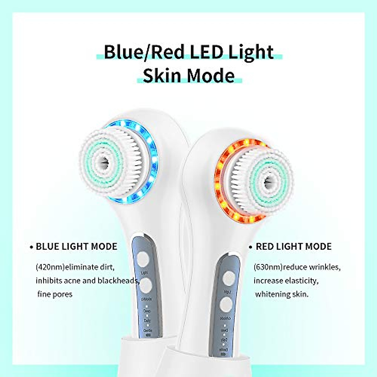 MALKERT Facial Cleansing Brush with 5 Brush Heads, 3 Modes Skin Care Brush Device, Electric Rechargeable Waterproof Face Spin Brush, Massager for Deep Cleansing and Scrubbing, Exfoliating