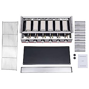 Portable Gas Grill, 6-Burner Outdoor BBQ Grill, Stainless Steel Camping Griddle Station, for Camping, Picnics & Tailgating