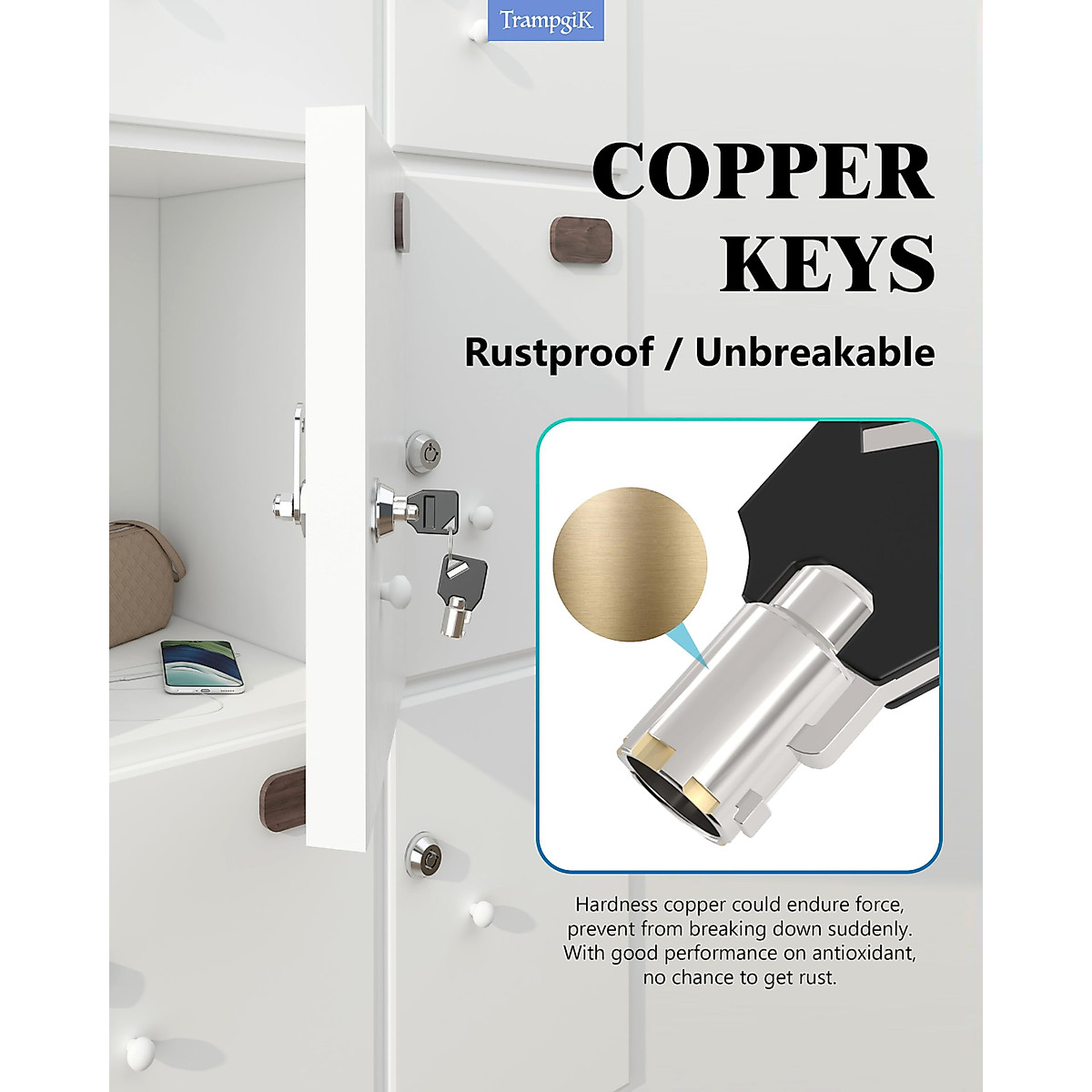 Trampgik RV Storage Locks, 1 1/2” Camper Compartment Storage Door Locks with Keys, for RV Camper Travel Trailer,Drawer Cabinet Toolcart Storage, 1 1/2 Inch 5 Locks with 10 Keyed Alike, Chrome