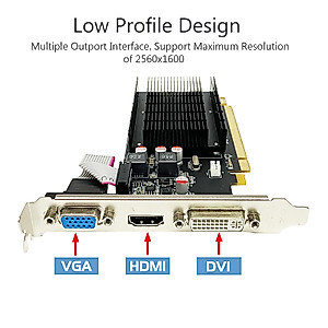 QTHREE Radeon HD 5450 Graphics Card,2GB,GDDR3,64 Bit,DVI,HDMI,VGA,Low Profile Video Card for PC,Computer GPU,PCI Express x16,DirectX 11,2 Monitors Support