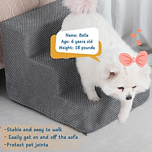 Dog Steps for Small Dog, 3-Step Dog Stairs for High Beds and Couch, Non-Slip Pet Stairs for Small Dogs and Cats,Dog Bed Stairs, Grey, 3/4/5 Steps